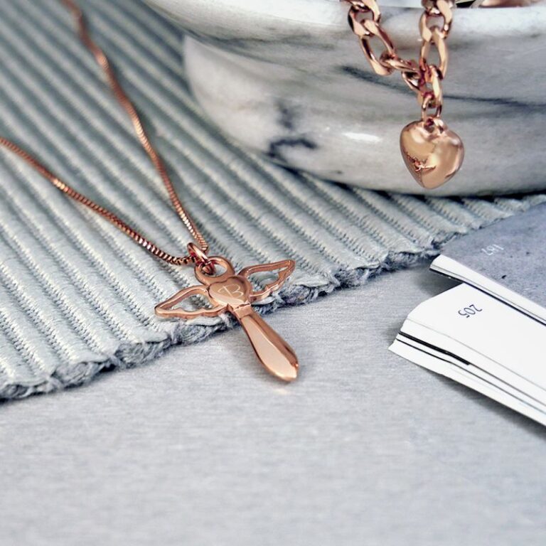 🔖 Schutzengel Kette mit Gravur – Herz Engel – Gold – Personalisiert als ...